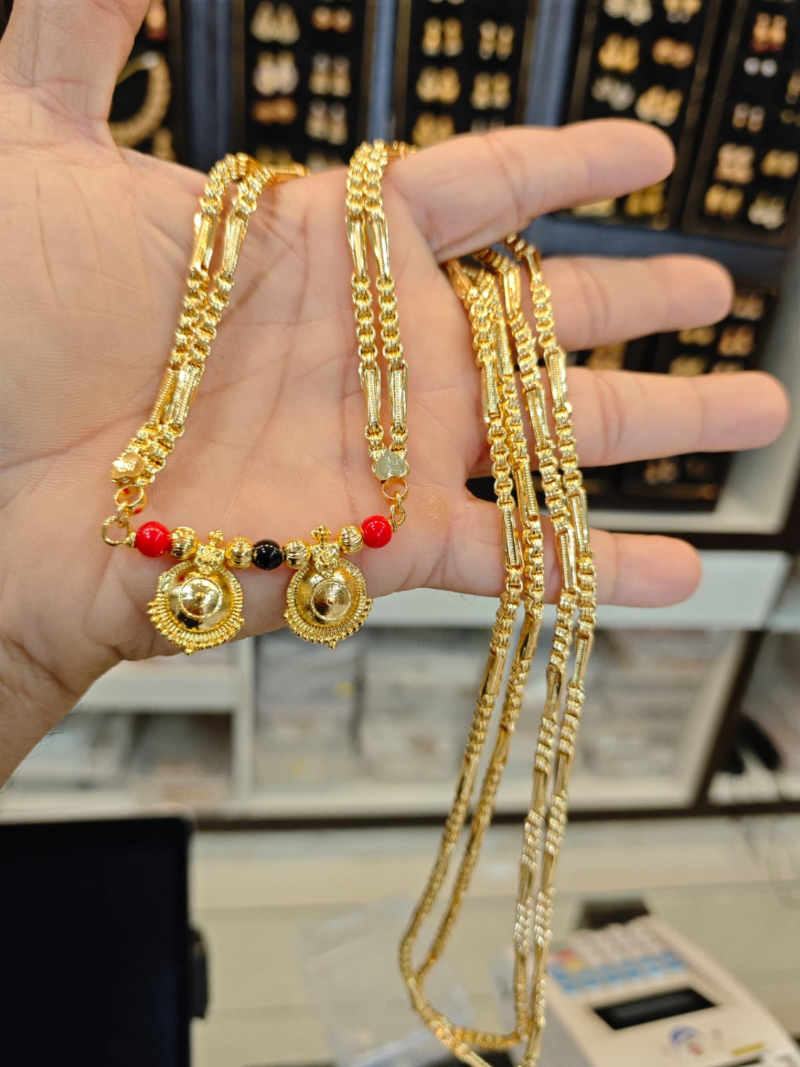Panchaloha gold polish anjali cutting mangalya chain with taali set ...